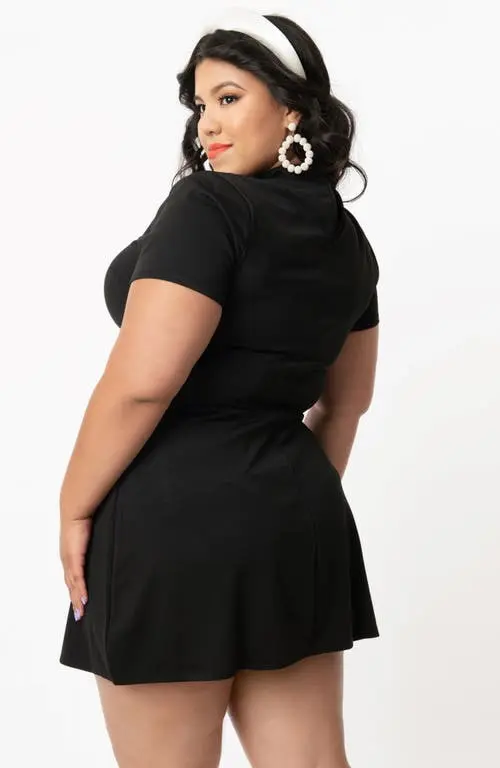 Unique Vintage Mock Neck Shift Dress
