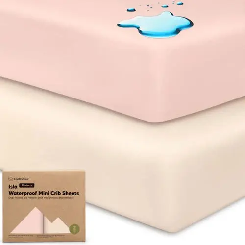 KEABABIES 2-pack Isla Protect+ Waterproof Mini Crib Sheets - Cameo