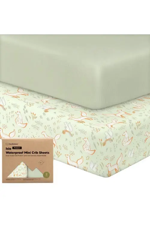 KEABABIES 2-pack Isla Protect+ Waterproof Mini Crib Sheets - Foxtrot