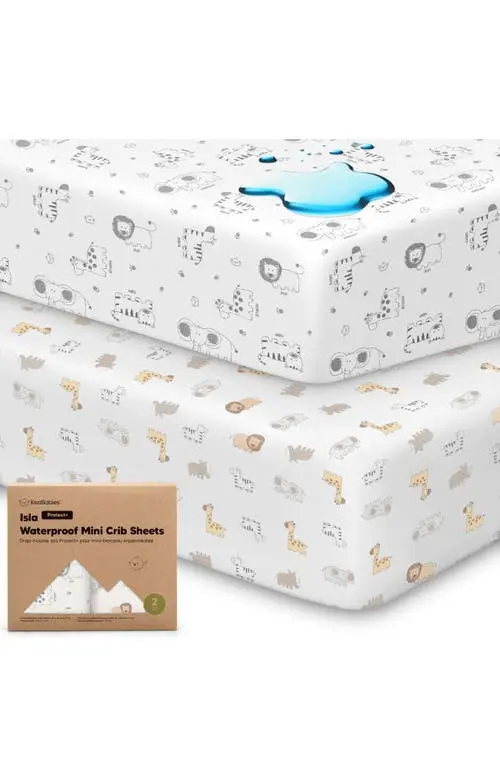 KEABABIES 2-pack Isla Protect+ Waterproof Mini Crib Sheets - Keasafari