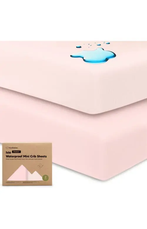 KEABABIES 2-pack Isla Protect+ Waterproof Mini Crib Sheets - Mist Rose