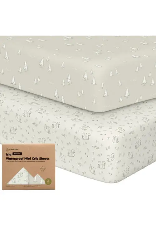 KEABABIES 2-pack Isla Protect+ Waterproof Mini Crib Sheets - Pine Grove