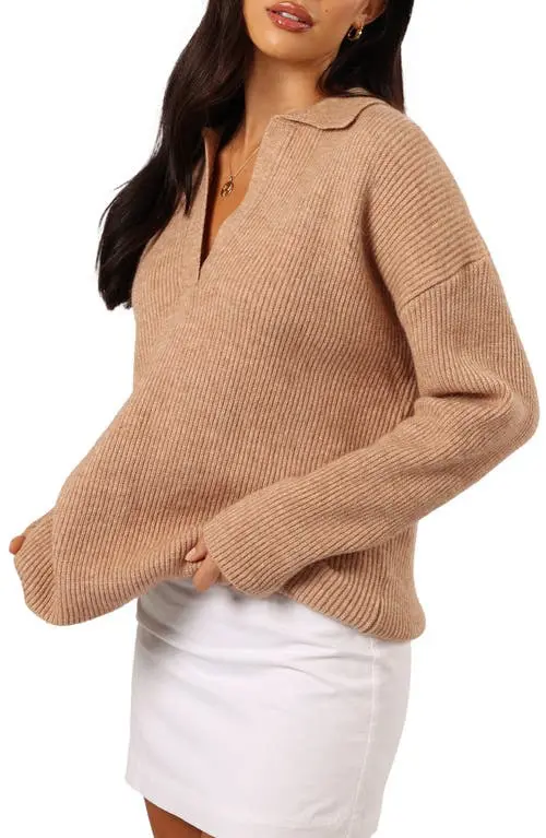 PETAL & PUP Zala Johnny Collar Sweater - Mocha