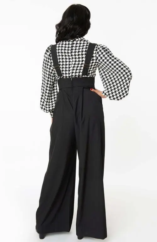 Unique Vintage Wide Leg Rochelle Suspender Pants
