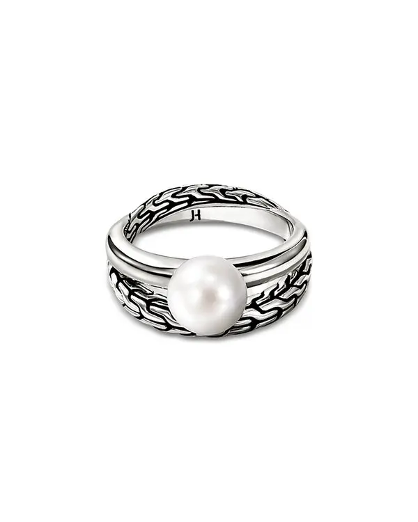 John Hardy Sterling Silver Freshwater Pearl Ring - White/silver