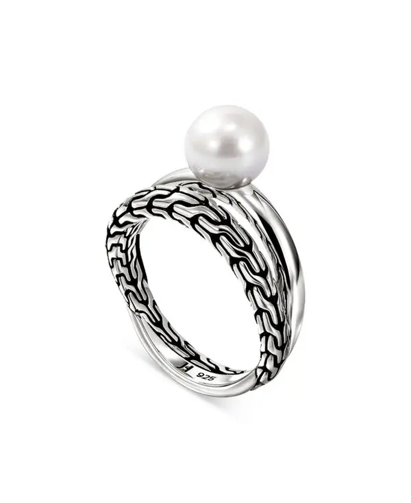 John Hardy Sterling Silver Freshwater Pearl Ring - White/silver