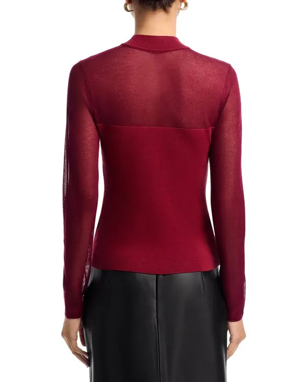 Aqua Sheer Knit Mock Neck Top
