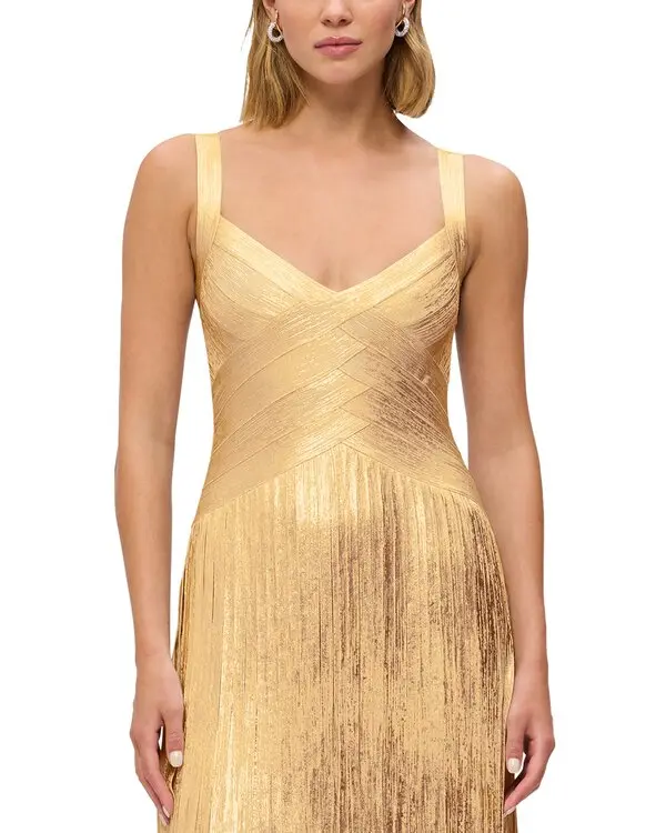 Herve Leger Metallic Mischa Dress - Gold Foil