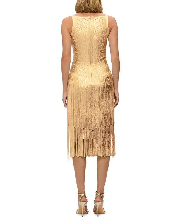 Herve Leger Metallic Mischa Dress - Gold Foil