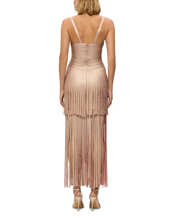 Herve Leger Metallic Vivienne Gown - Rose Gold - 55% Off | Editorialist