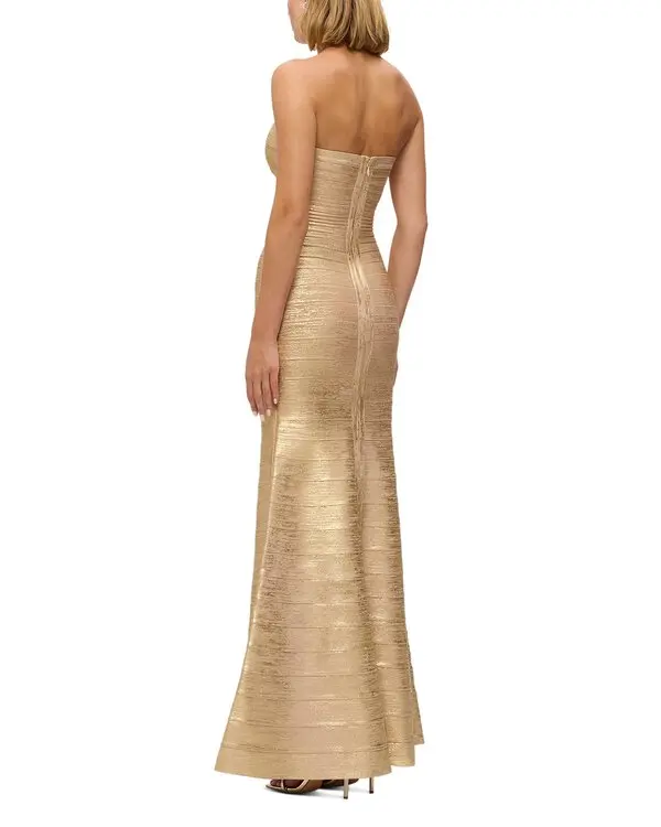 Herve Leger Metallic Sara Gown - Gold Foil
