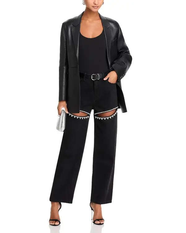 Steve Madden Rhinestone Trim Pants - Black