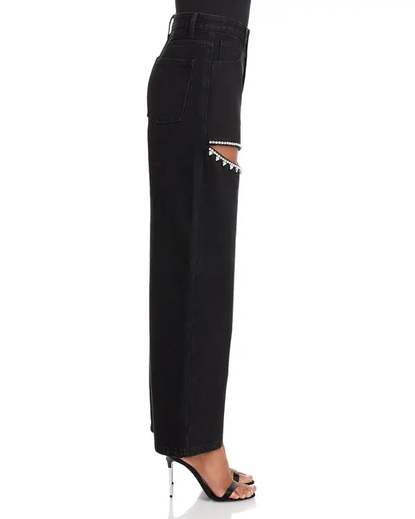 Steve Madden Rhinestone Trim Pants - Black