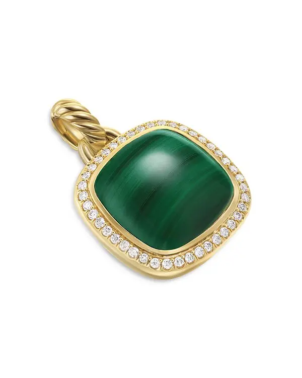 David Yurman Albion Pendant With Malachite And Diamonds - Malachite/gold