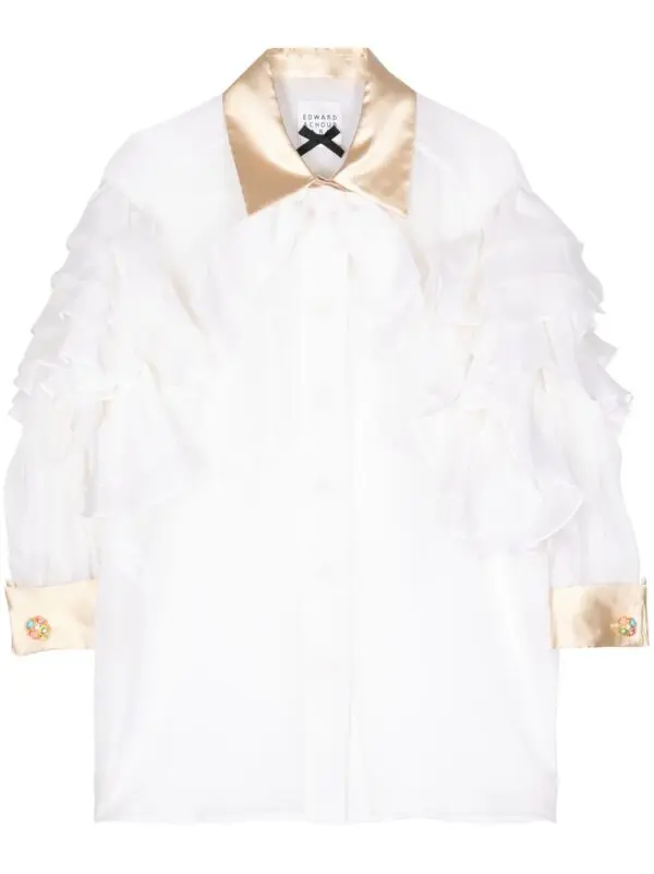 EDWARD ACHOUR PARIS Ruffled Silk Shirt - White