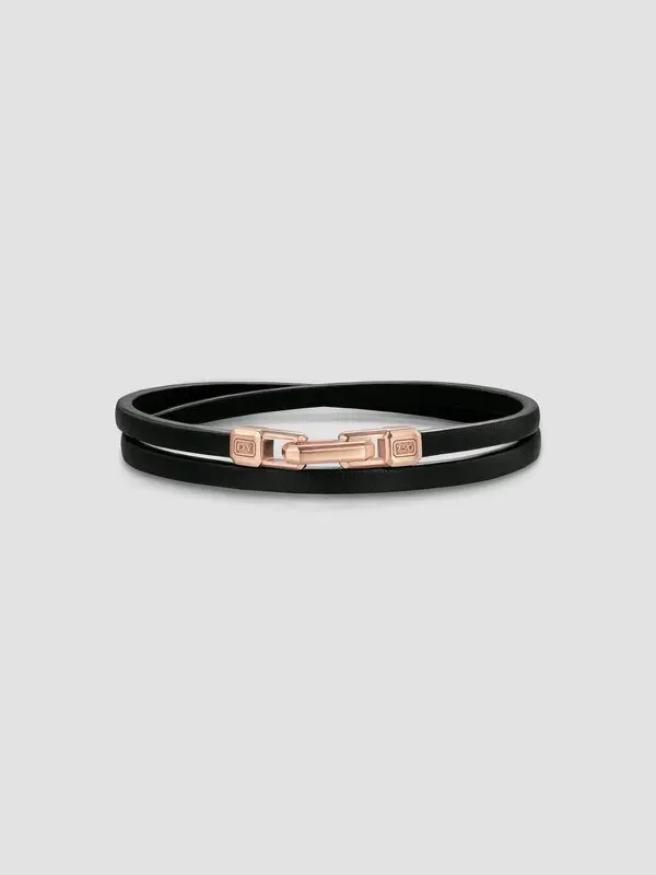 David Yurman Streamline Double Wrap Leather Bracelet, 5.2mm - Black