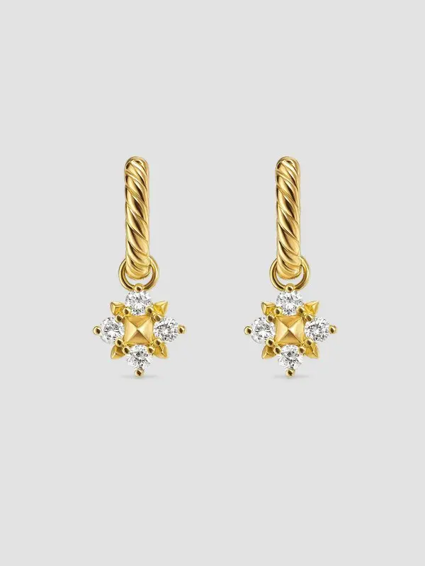 David Yurman Petite Modern Renaissance Pyramid Drop Earrings In 18k Yellow Gold With Diamonds, 18.8mm - Diamond