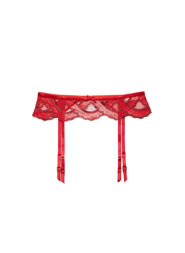 FLEUR DU MAL Hendrix Embroidery Garter Belt - Rouge