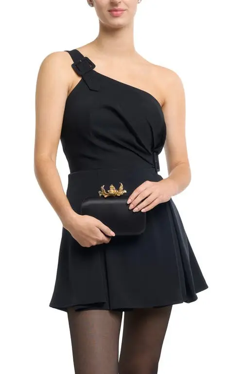 OLGA BERG Adele Orchid Lock Frame Clutch - Black