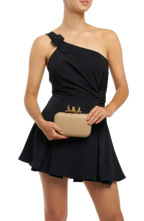 OLGA BERG Adele Orchid Lock Frame Clutch - Natural