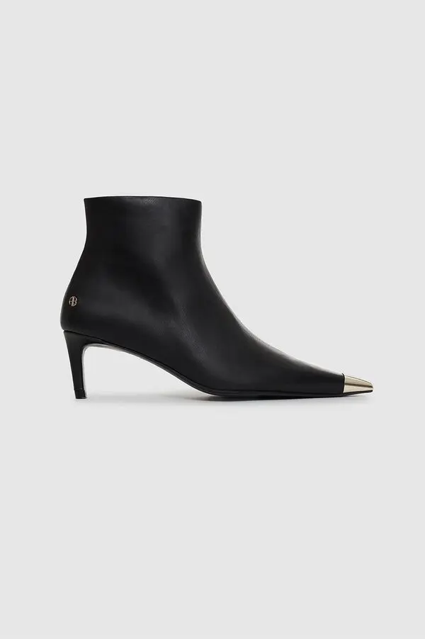 ANINE BING Nina Leather Boots With Metal Cap Toe