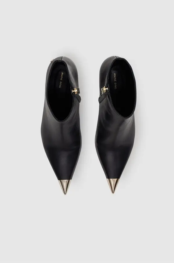 ANINE BING Nina Leather Boots With Metal Cap Toe