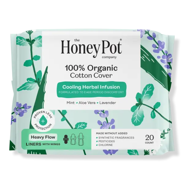 THE HONEY POT COMPANY Herbal Heavy Flow Pantiliners With Wings - One-color