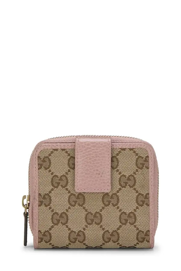Gucci Gg Canvas French Zip Around Wallet - Pink