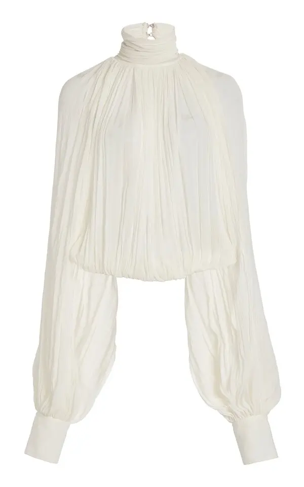 Stella McCartney Draped Silk-crepe Top - White