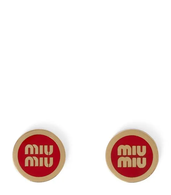Miu Miu Enamelled Logo Earrings