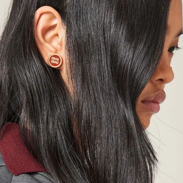 Miu Miu Enamelled Logo Earrings