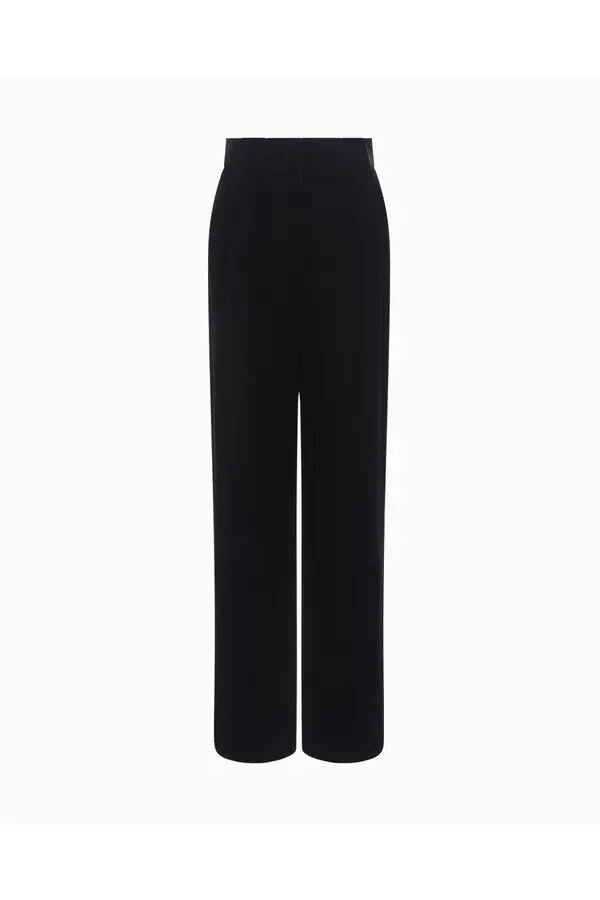 Giorgio Armani Double-darted Velvet Trousers - Black
