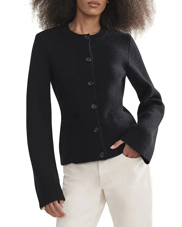 Jenni Kayne Cooper Wool Blend Cardigan Sweater - Black