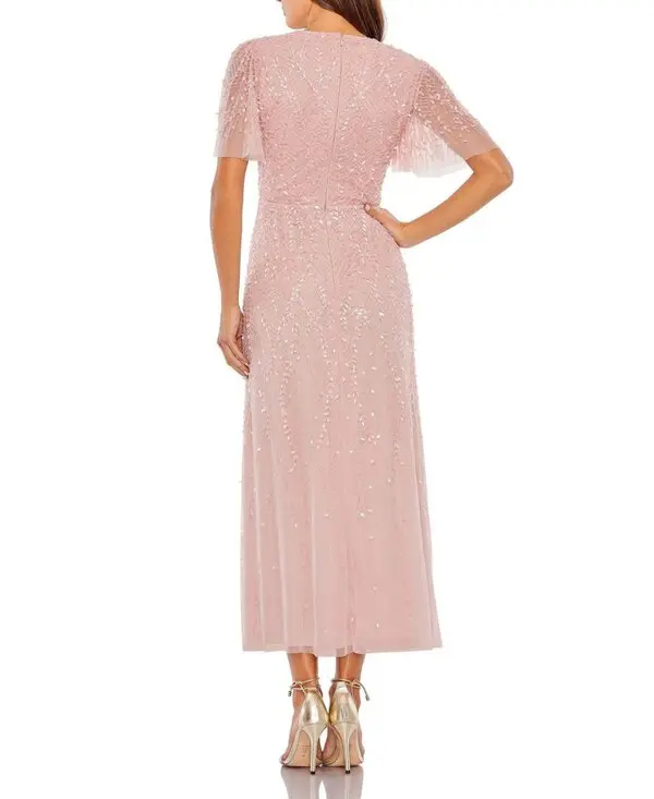 Mac Duggal Beaded Wrap Column Dress