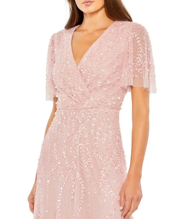 Mac Duggal Beaded Wrap Column Dress