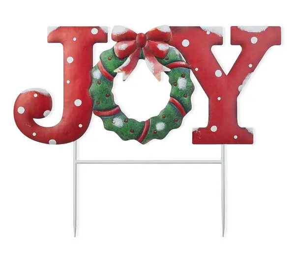 GLITZHOME 23.75l Metal Christmas 'joy' Garden Stake - One-color