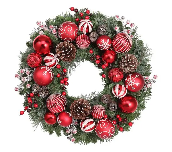 HAUTE DECOR 26 Prelit Holiday Times Wreath - One-color