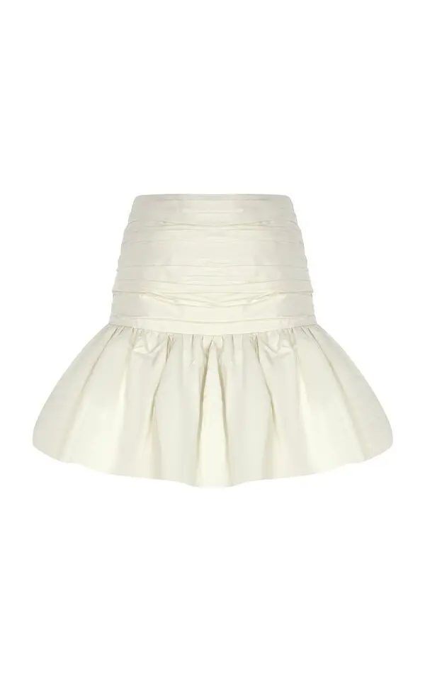 THE NEW ARRIVALS ILKYAZ OZEL Lina Ruched Silk-taffeta Mini Skirt - White