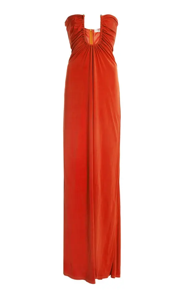 Christopher Esber Arced Palm Jersey Maxi Dress - Orange