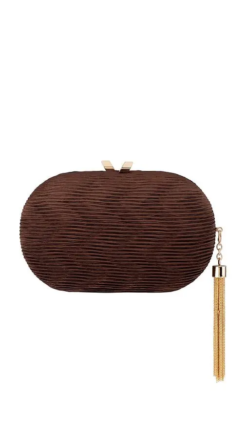 OLGA BERG Natalie Pleated Oval Clutch