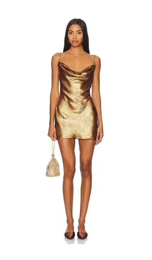 Superdown Matti Mini Dress Metallic Bronze