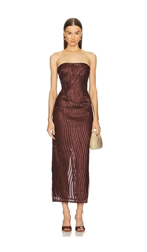 MICHAEL COSTELLO Opal Midi Dress - Chocolate Brown