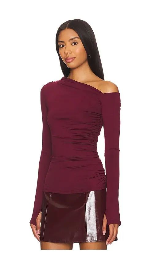 NIA Long Sleeve Ruched Top - Oxblood