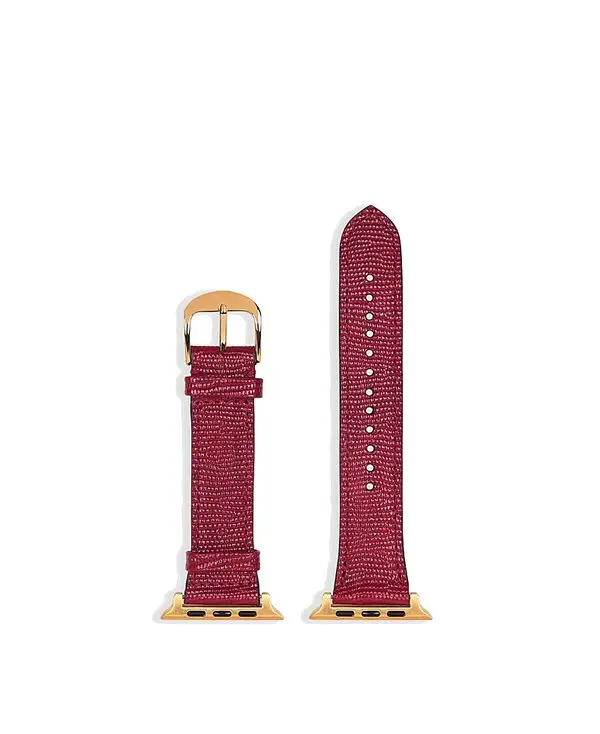 HYER GOODS 38mm/ 40mm/ 41mm Apple Watch Band - Cherry Red Lizard/ Gold