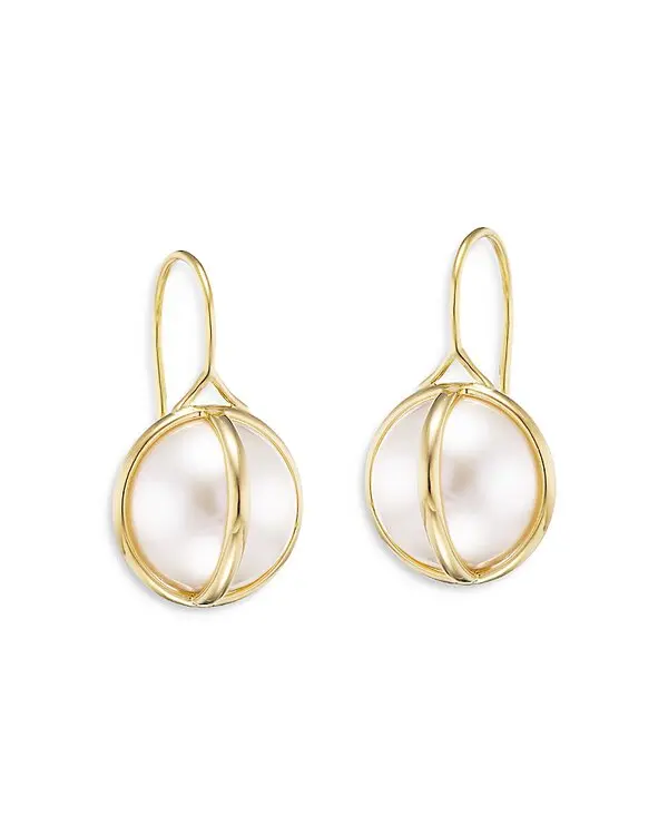 L. KLEIN 18k Yellow Gold Celeste Pearl Drop Earrings - White/gold
