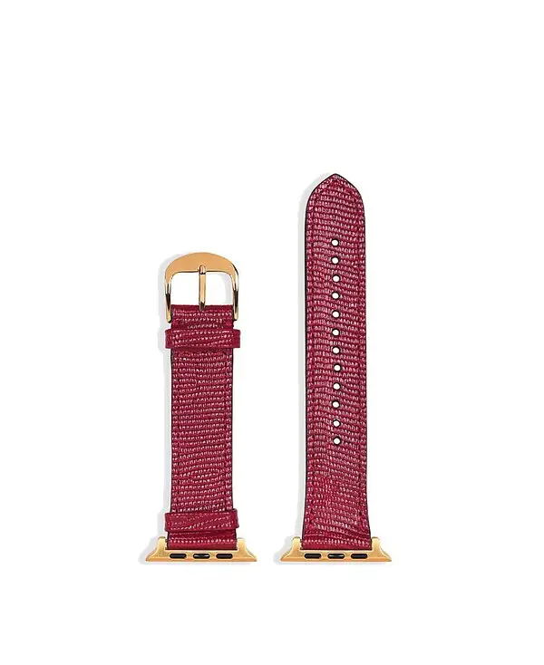HYER GOODS Apple Watch Band - Cherry Red Lizard/ Gold