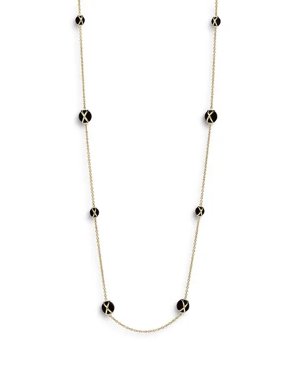 L. KLEIN 18k Yellow Gold Prisma Black Agate Station Necklace - Black/gold