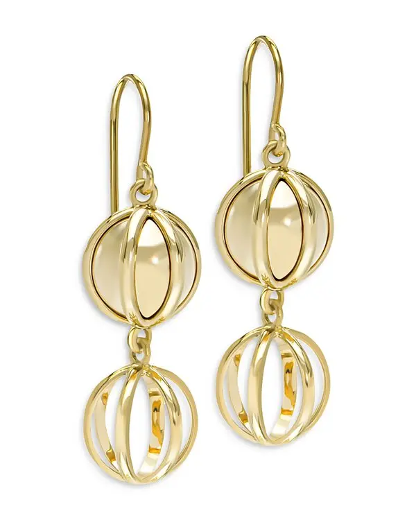 L. KLEIN 18k Yellow Prisma Ball & Cage Drop Earrings - Gold