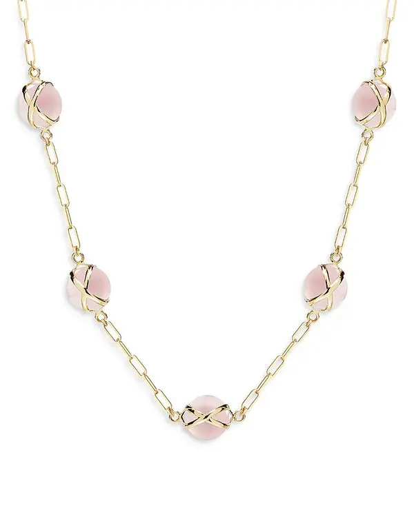 L. KLEIN 18k Yellow Gold Prisma Rose Quartz Collar Necklace - Pink/gold
