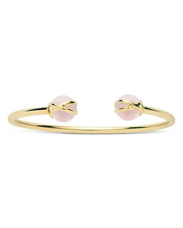 L. KLEIN 18k Yellow Gold Rose Quartz Bangle Bracelet - Pink/gold